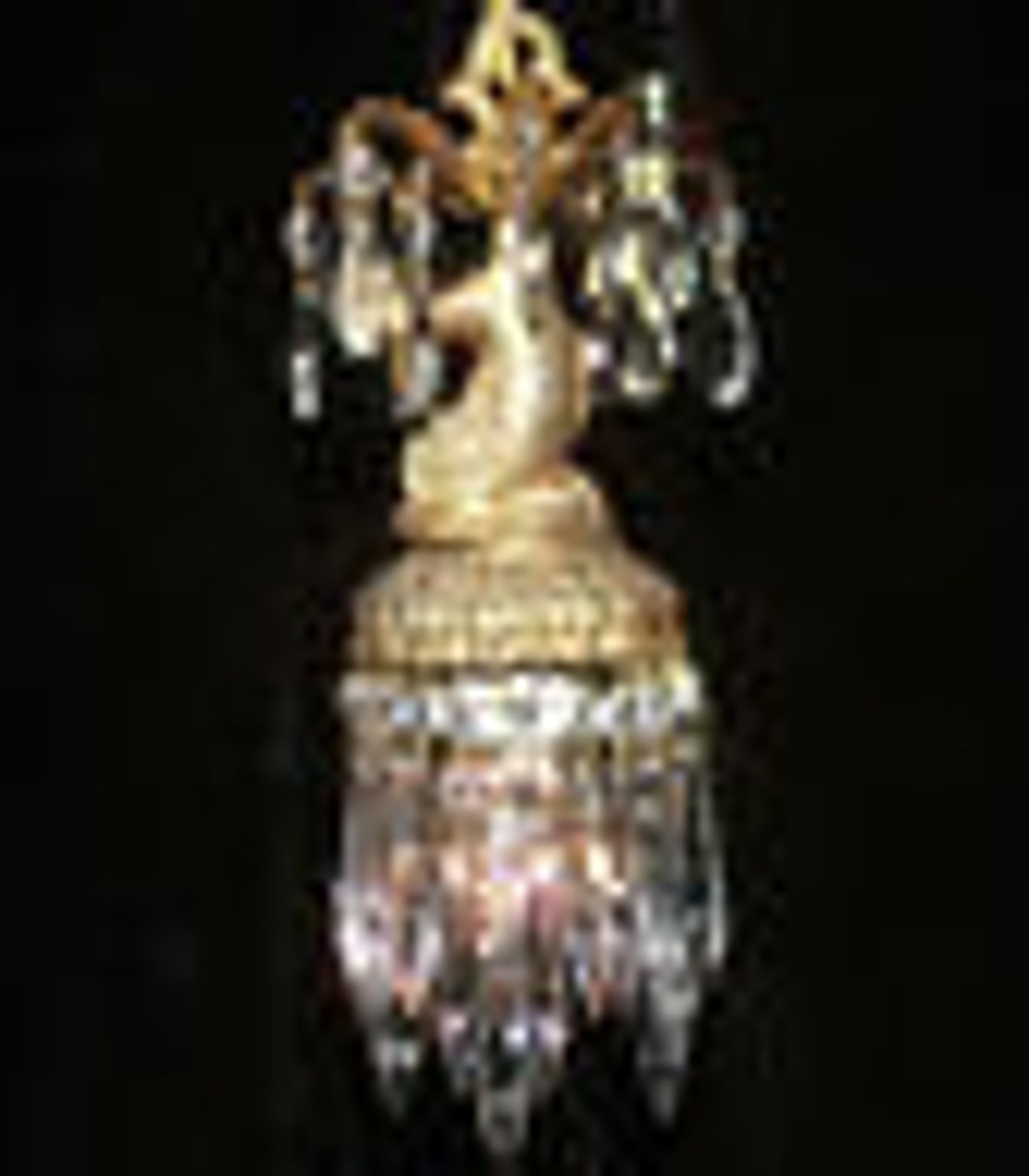 1 Swag Vintage Hanging Dolphin Fish Serpent Lamp Chandelier Gilt Brass ...