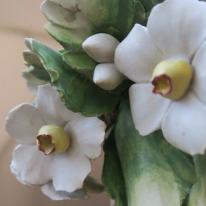 Porcelain Capodimonte White Daffodil Brass Chandelier Swag Vintage ...