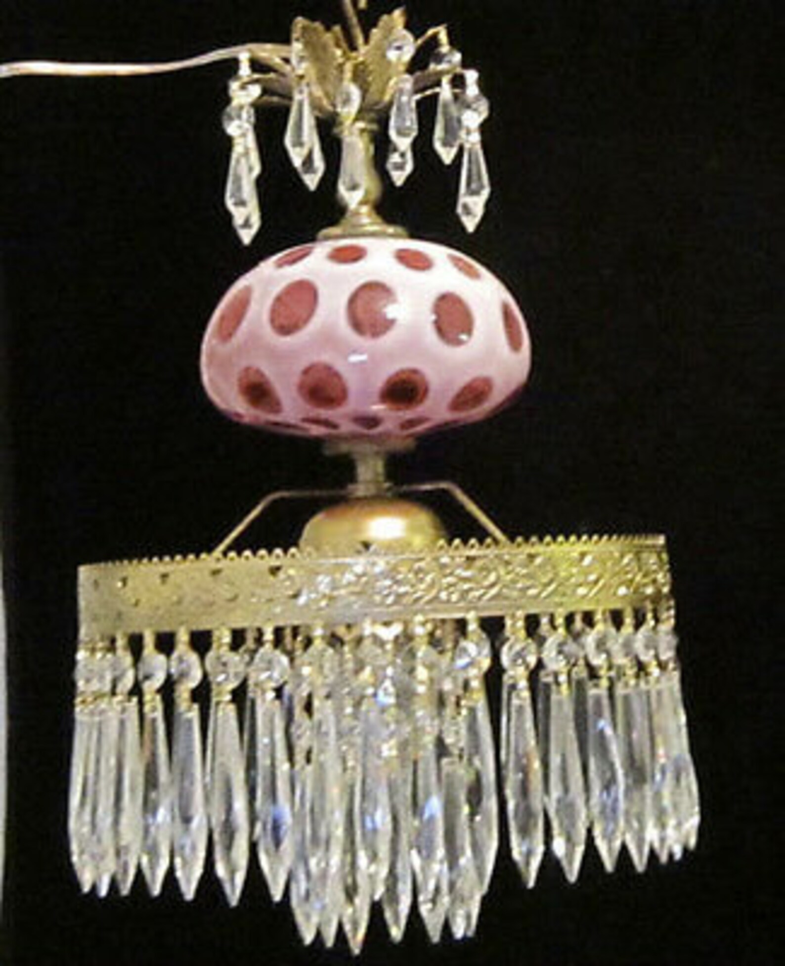 Large Fenton Cranberry Opalescent Brass Glass Ceiling Lamp - Etsy.de