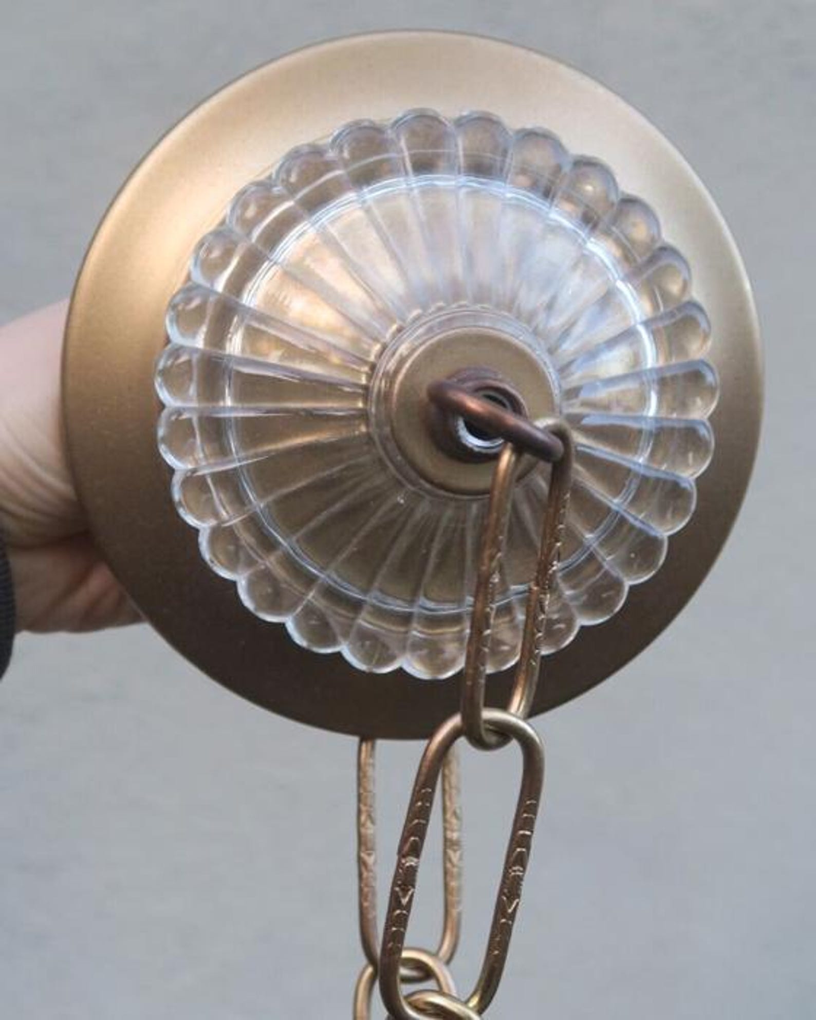 5" Ribbed Clear Glass Canopy Ceiling Part Brass Tole Vintage Lamp ...