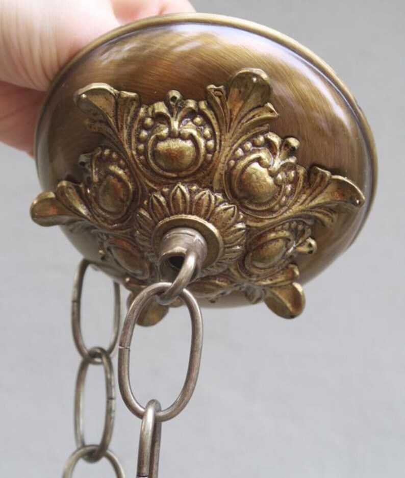 Small Brass Tole Ceiling Cap Canopy Lamp Chandelier Part Vintage ...