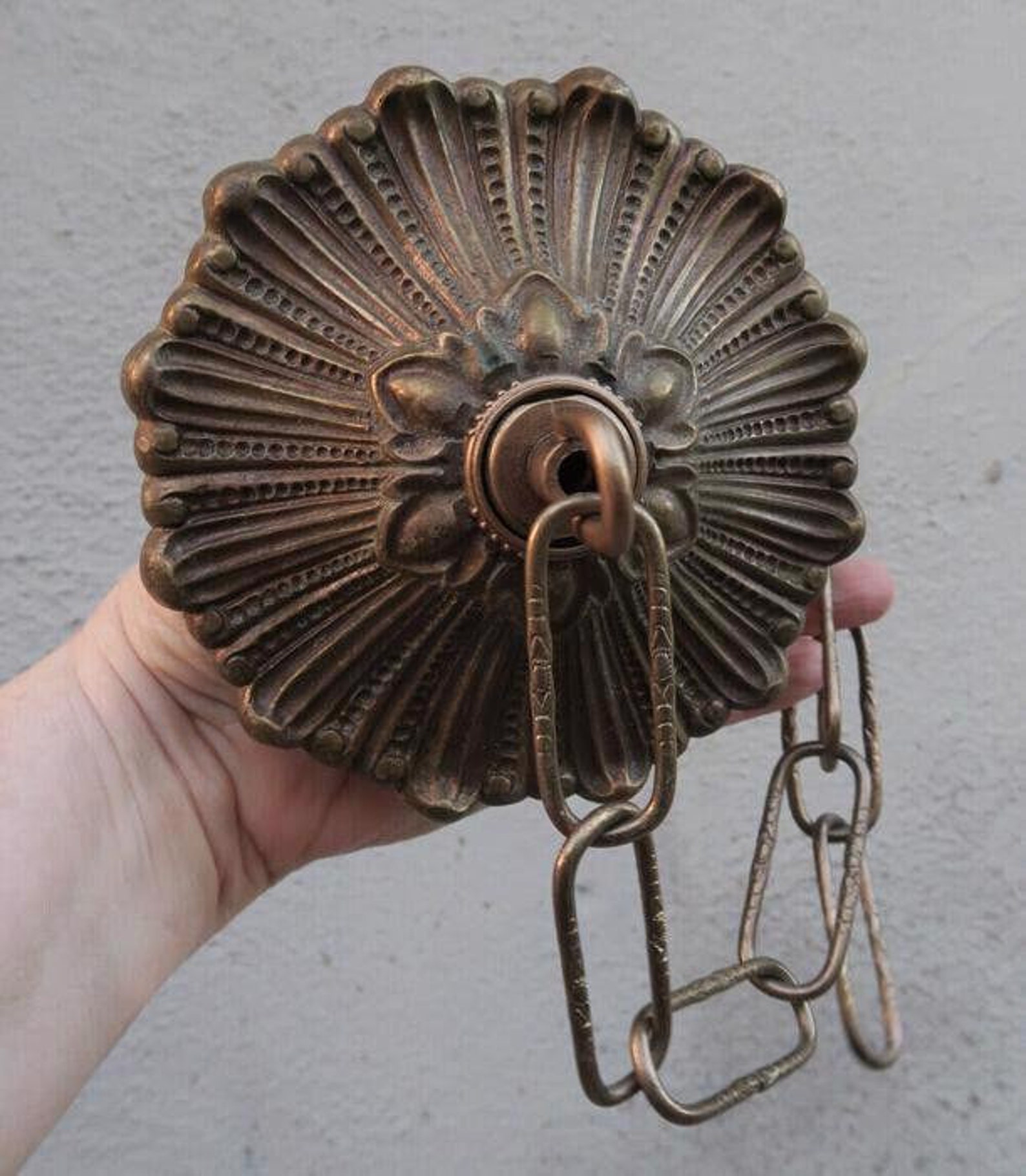 Antique Leaf Brass Bronze Cap Canopy French Lamp Chandelier Part ...