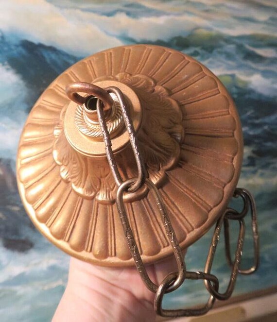 Large Ceiling Mount Canopy Part Vintage Spelter Shabb… - Gem