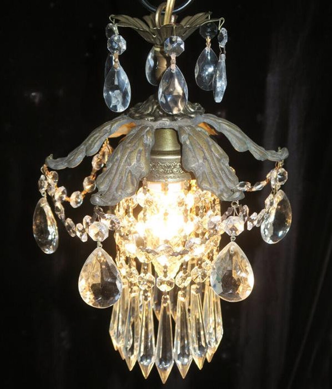 Palm Tree Swag Plugin Lamp Brass Bronze Brass Chandelier Foyer Corner ...