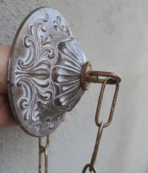 Vintage Shabby Brass Bronze Ceiling Canopy Chain Lamp… - Gem