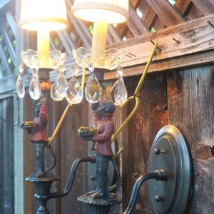 Pair Bronze Vintage Sconce African Monkey Butler Accent Wall Lamp ...