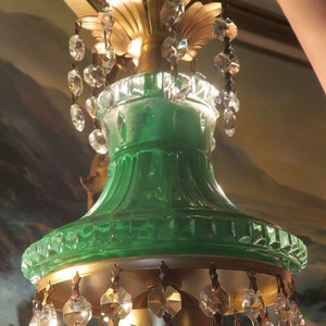A Vintage Emerald Light Apple Green Lady Cupcake Glass Brass Ceiling ...