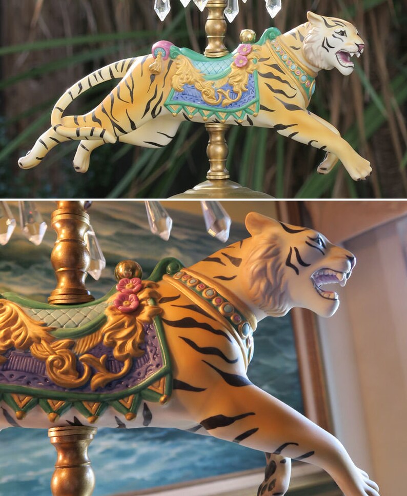 Porcelain Tiger Carousel Lamp Swag Chandelier Vintage Amethyst | Etsy