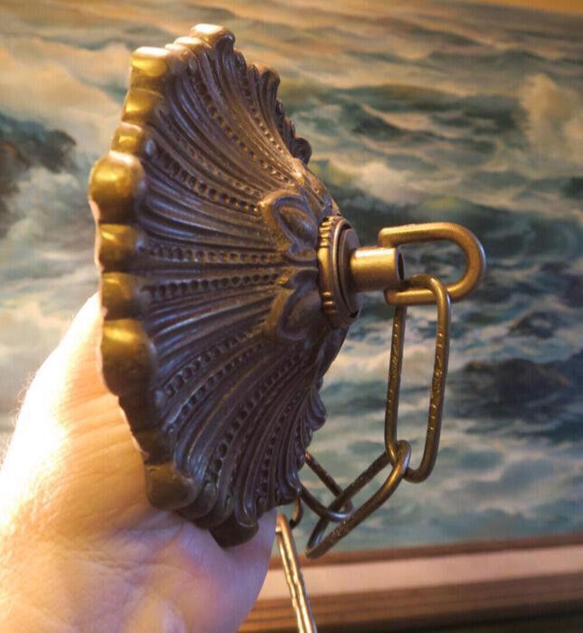 Antique Leaf Brass Bronze Cap Canopy French Lamp Chandelier Part ...