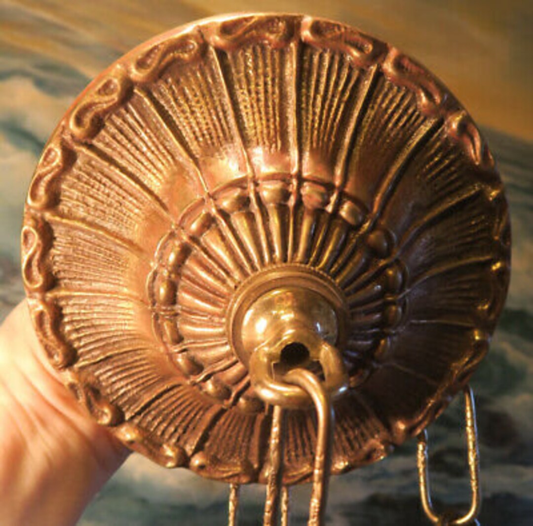 Brass Bronze Cap Canopy French Lamp Chandelier Part Vintage Nautical ...