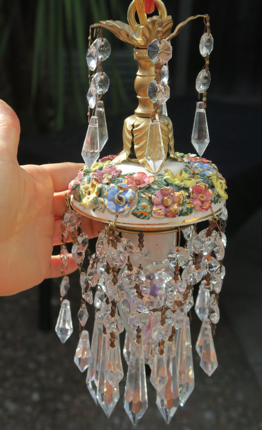 Old Vintage Brass Swag Mini Lamp Chandelier Porcelain - Etsy