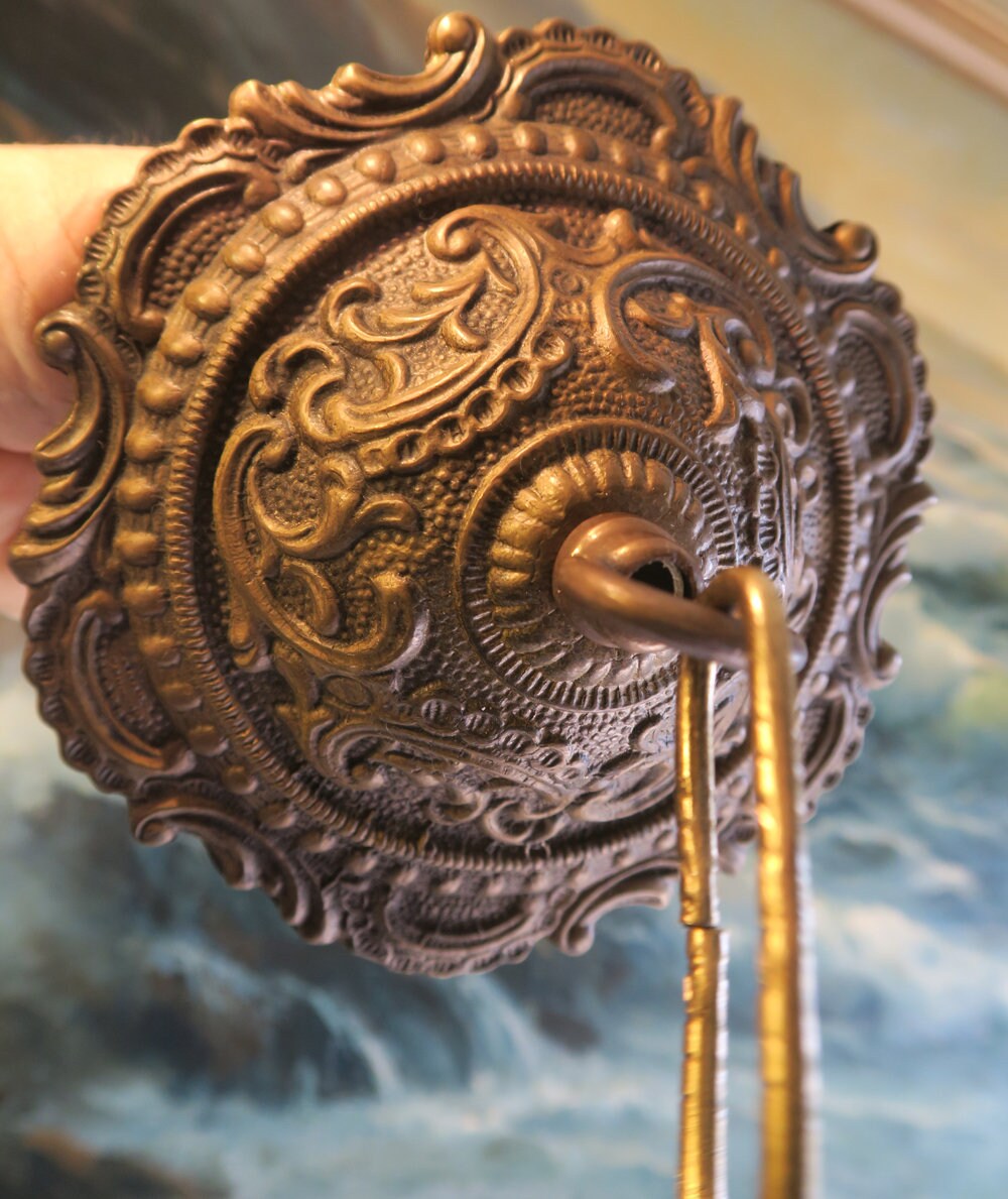 Vintage Cast Brass Bronze Canopy Ceiling Cap Lamp Chandelier | Etsy