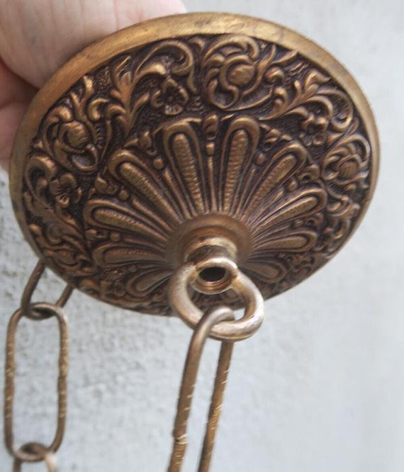 Vintage French Brass Bronze Ceiling Canopy Cap Chande… - Gem