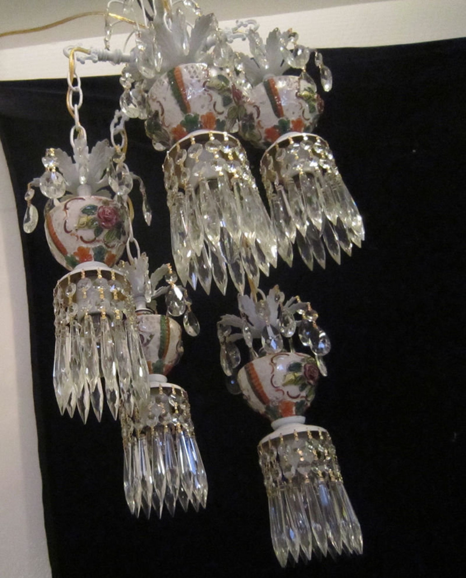 5L Vintage Cabbage Porcelain Brass Shabby Peely Hanging Swag | Etsy