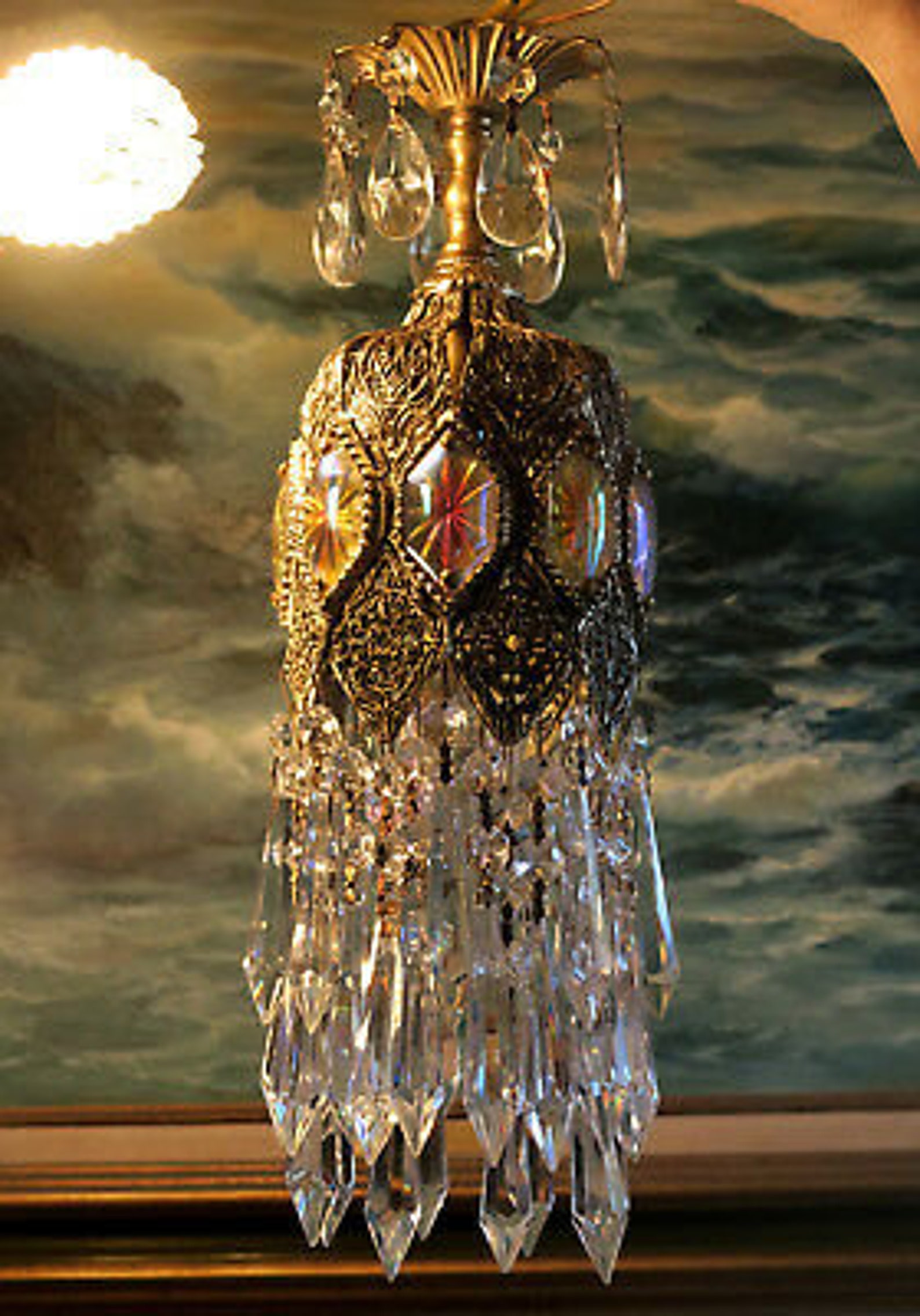 Swag Ab Lamp Vintage Chandelier Light Spelter Brass Jewel | Etsy