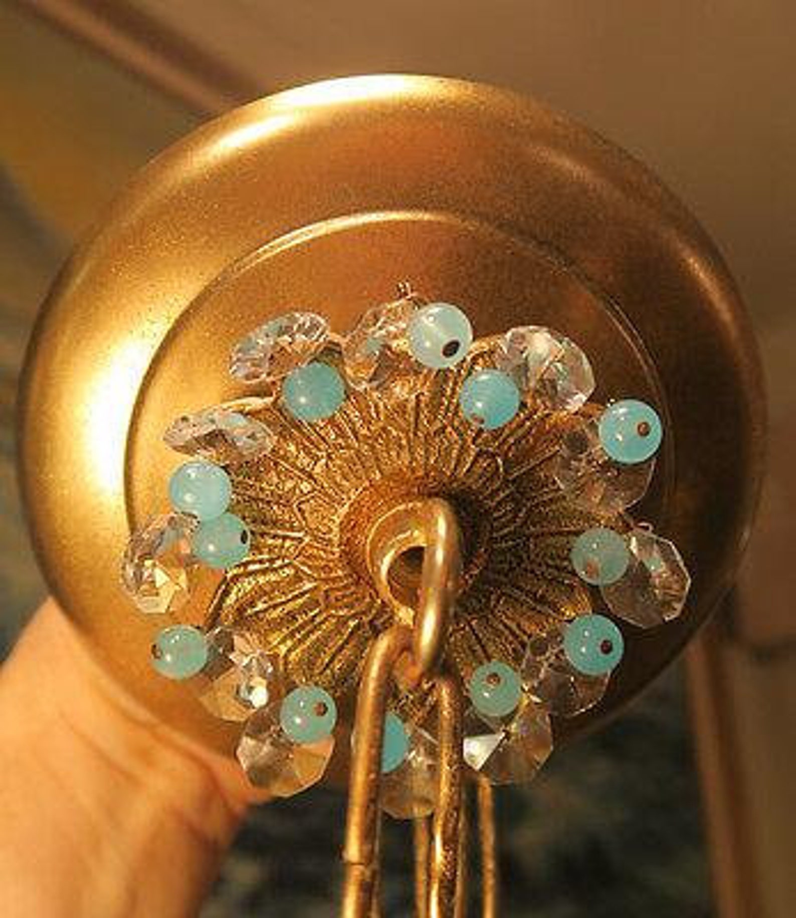 Brass Tole Ceiling Canopy Chandelier Cap Part Set Ocean Blue - Etsy