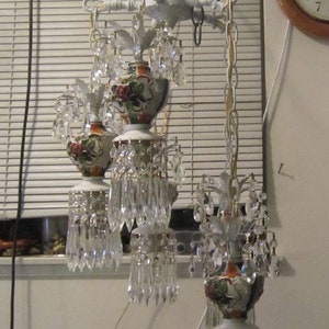 5L Vintage Cabbage Porcelain Brass Shabby Peely Hanging Swag Lamp ...