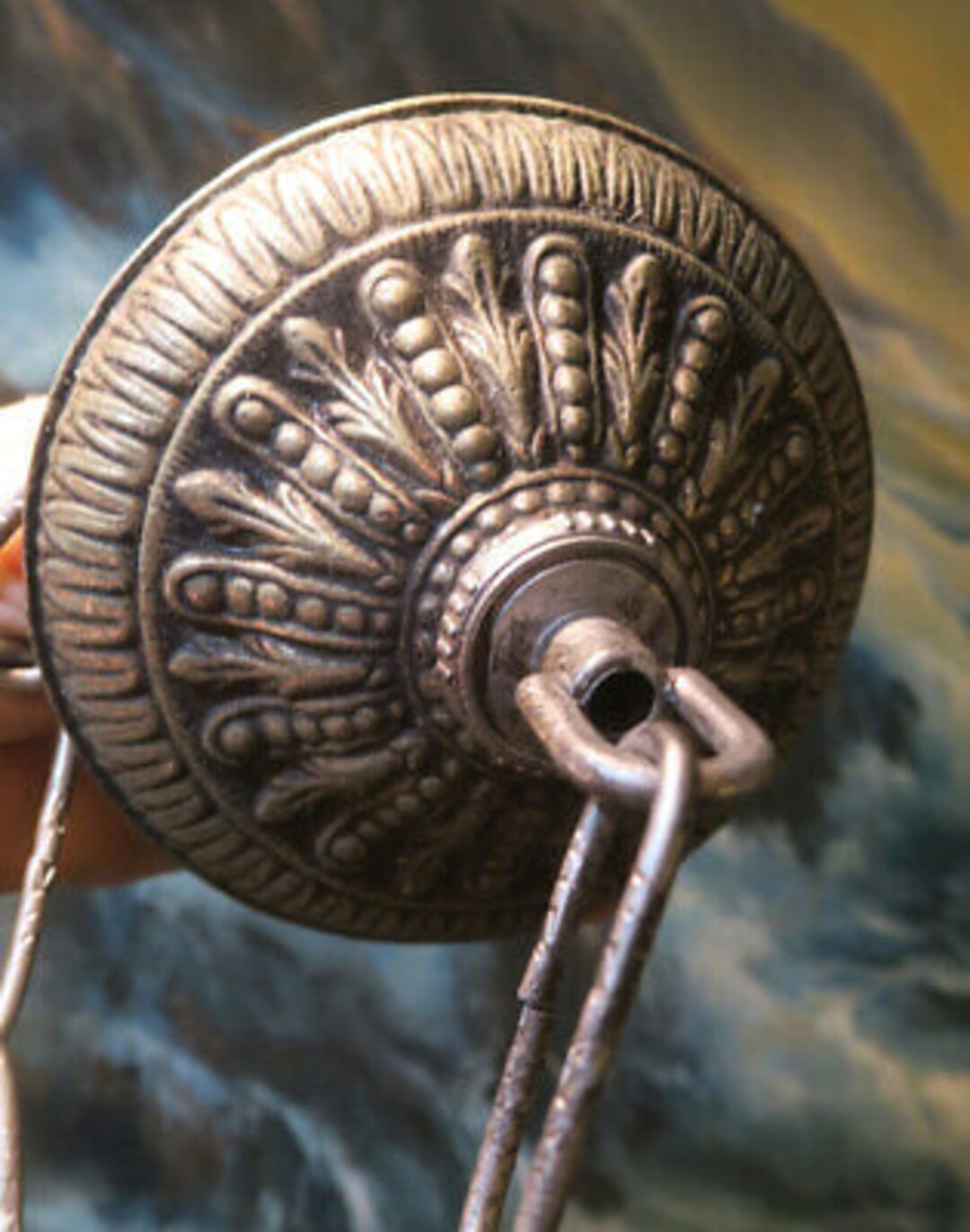 Silver Plated Vintage Gilt Brass Bronze Ceiling Cap Canopy Lamp ...