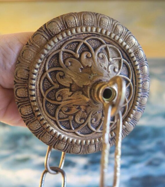 Vintage French Brass Bronze Ceiling Canopy Cap Chande… - Gem