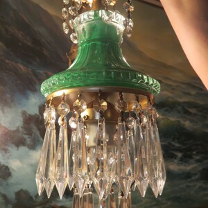 A Vintage Emerald Light Apple Green Lady Cupcake Glass Brass Ceiling ...