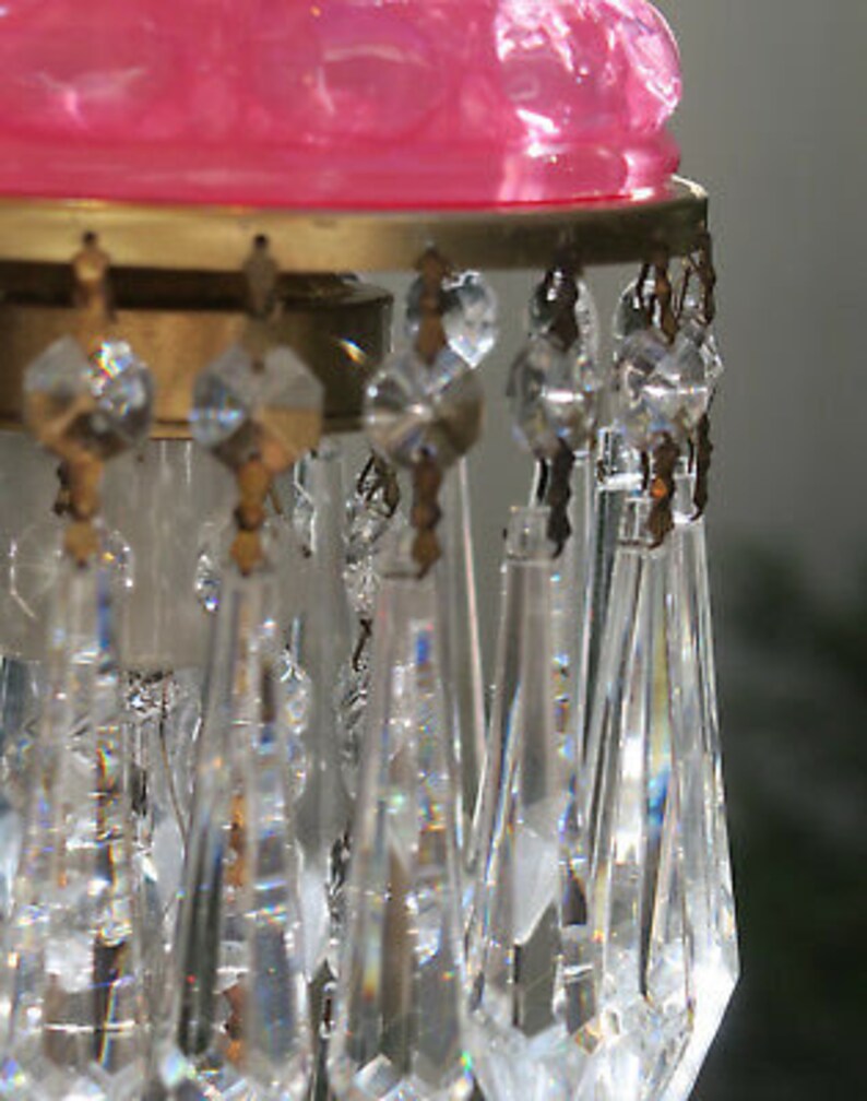 Lg Vintage Rose Pink Lady Cupcake Glass Crystal Brass Swag - Etsy