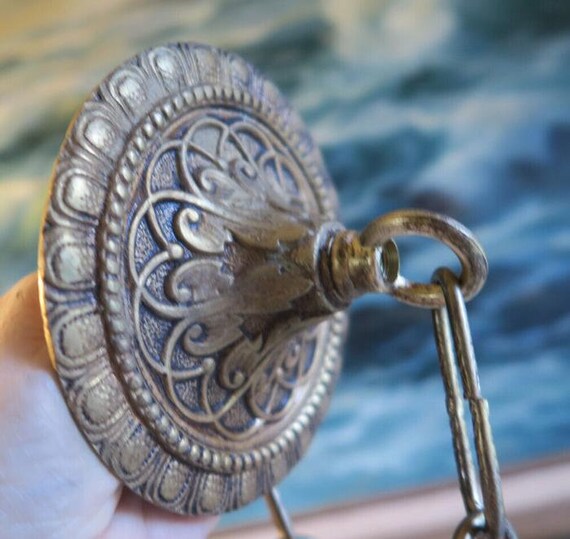 Vintage French Brass Bronze Ceiling Canopy Cap Chande… - Gem