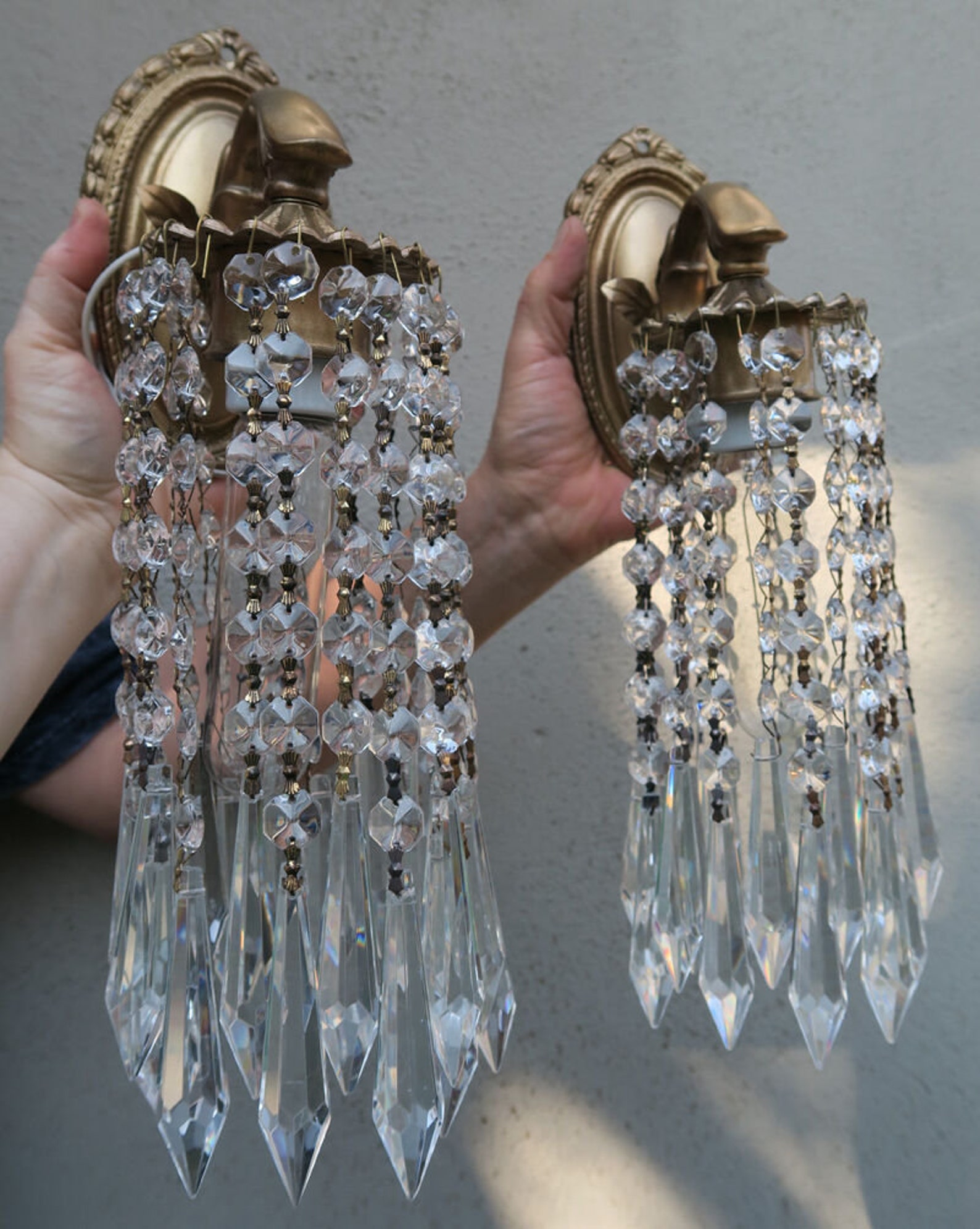 Pair Vintage Small Sconces French Brass Bronze Fountain - Etsy