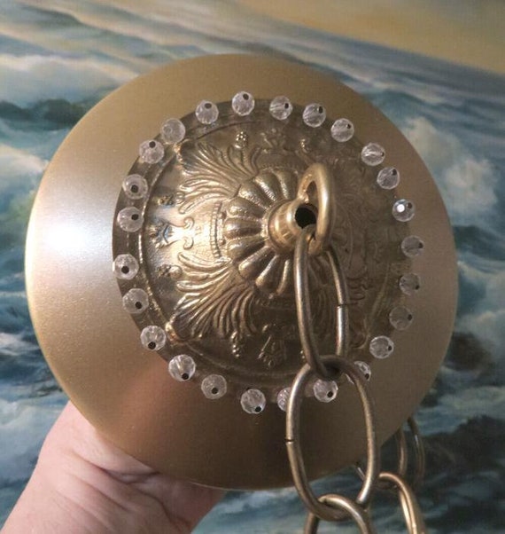 Beaded 5" Vintage Brass Loop Tole Ceiling Canopy Lamp… - Gem