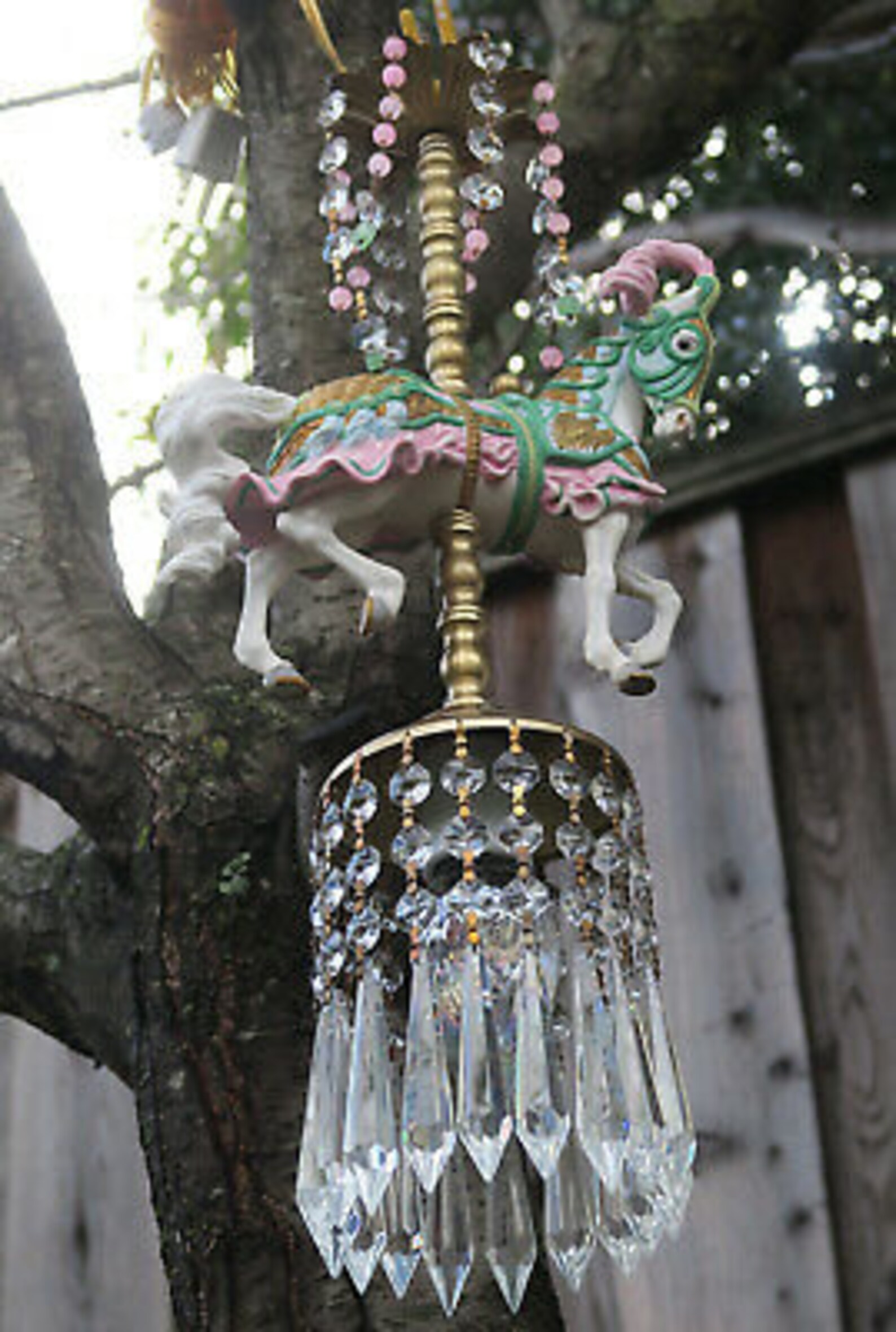 Porcelain Knight Horse Carousel Medieval Swag Lamp Brass Chandelier ...