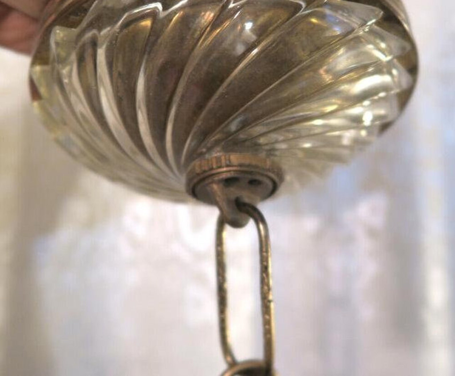 Canopy Ceiling Cap Part Brass Vintage Glass Lamp Chandelier Italy Swirl ...