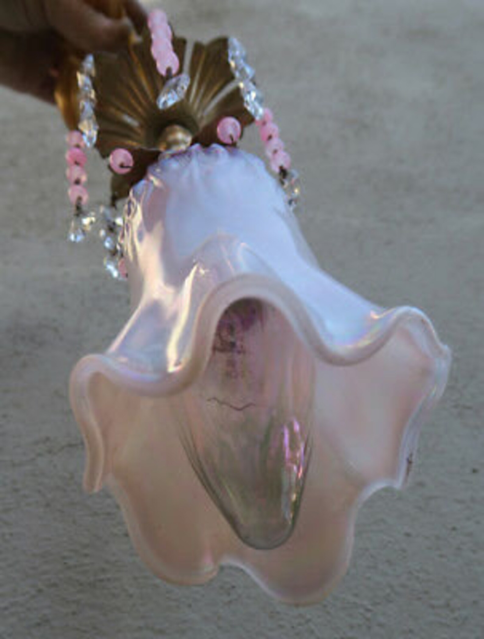 Vintage Fenton Pink Iridescent Glass lily valley Ceiling | Etsy