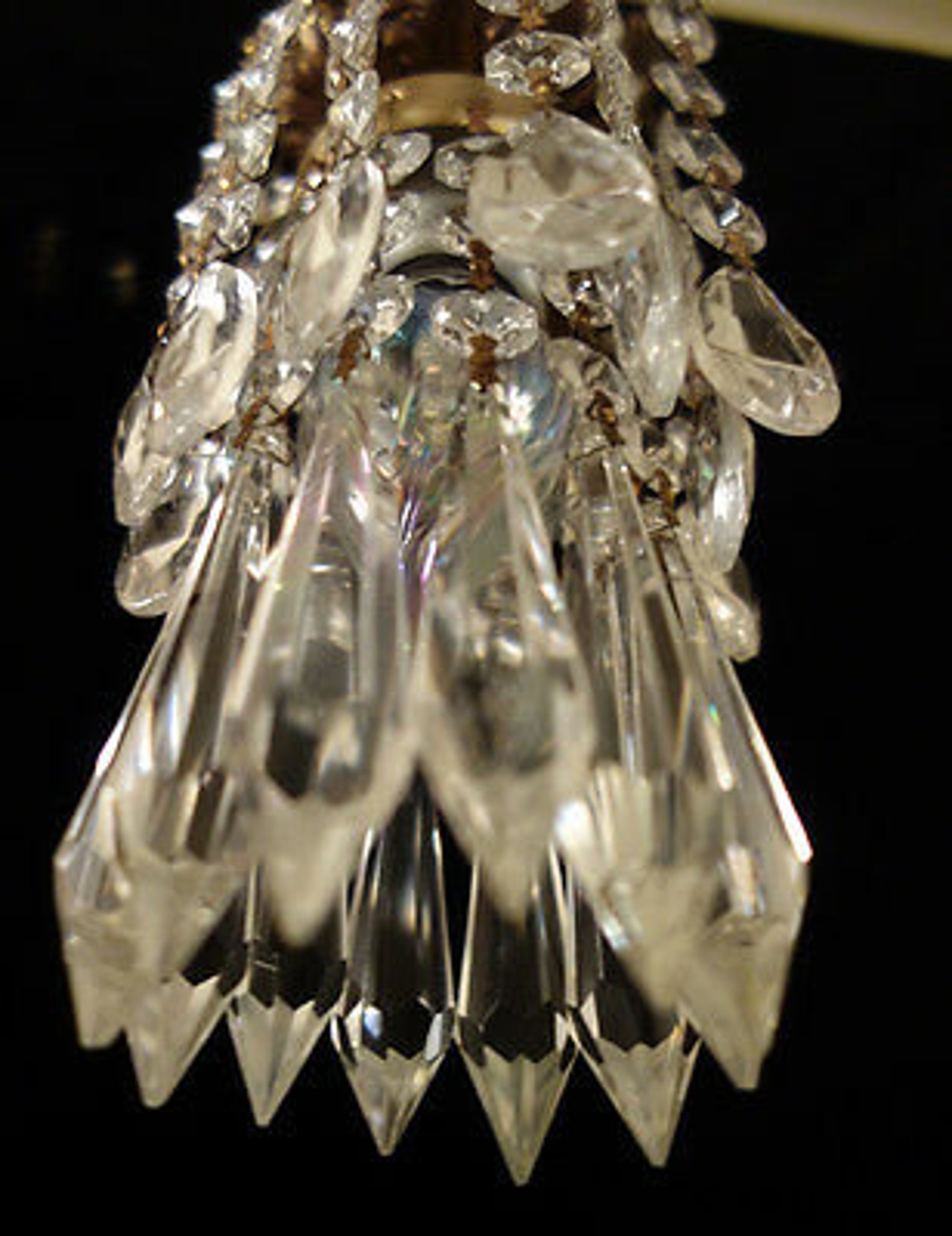 1 Small Lamp Pendant Mini Chandelier Crystal Prism Brass Spelter ...