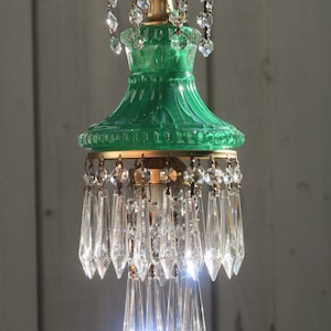 A Vintage Emerald Light Apple Green Lady Cupcake Glass Brass Ceiling ...