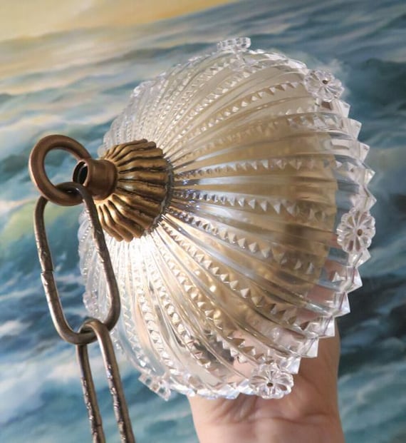 Czech Crystal Canopy Ceiling Part Brass Vintage Glass… - Gem