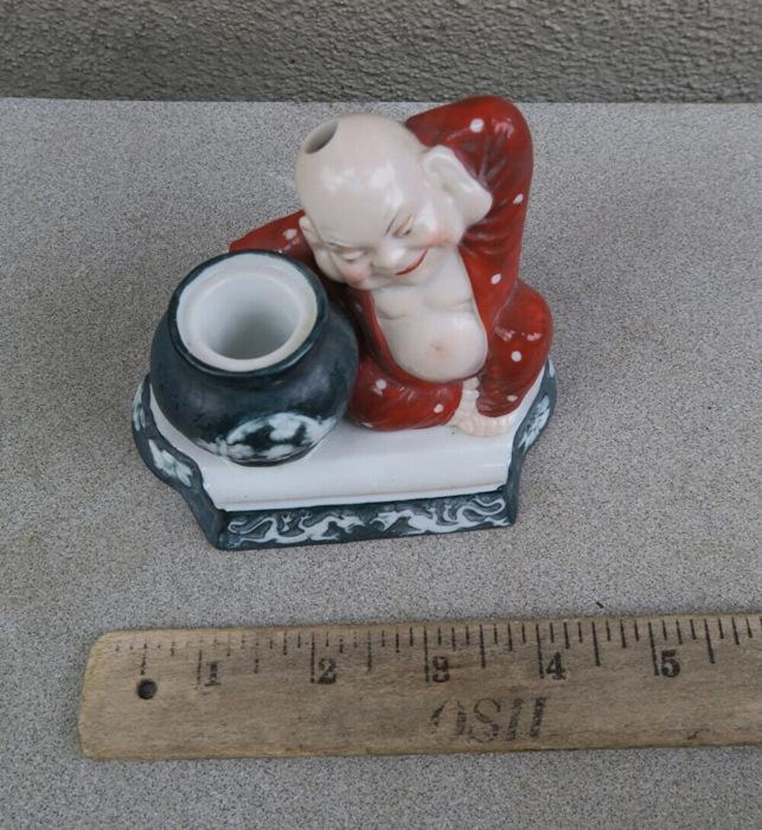 Vintage Porcelain Chinese Man W Pot Caldron Figurine Handpainted Very ...