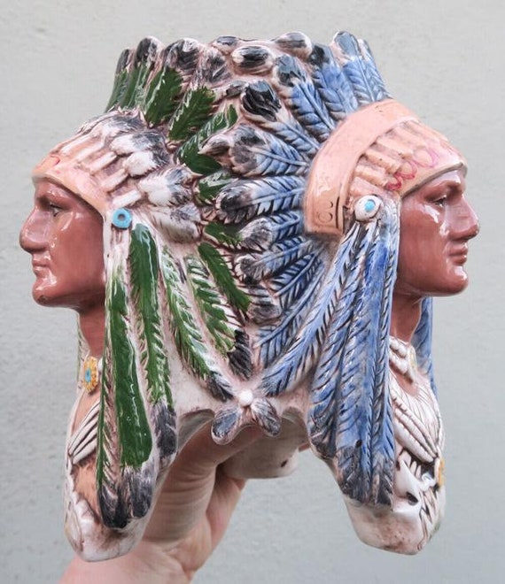 Native American Majolica Plant Pot Art Nouveau Porcel… - Gem