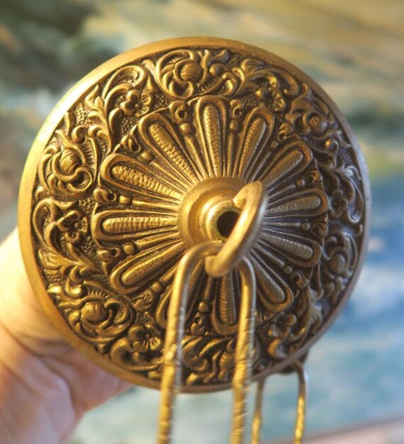 Vintage French Brass Bronze Ceiling Canopy Cap Chande… - Gem