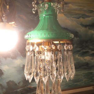 A Vintage Emerald Light Apple Green Lady Cupcake Glass Brass Ceiling ...