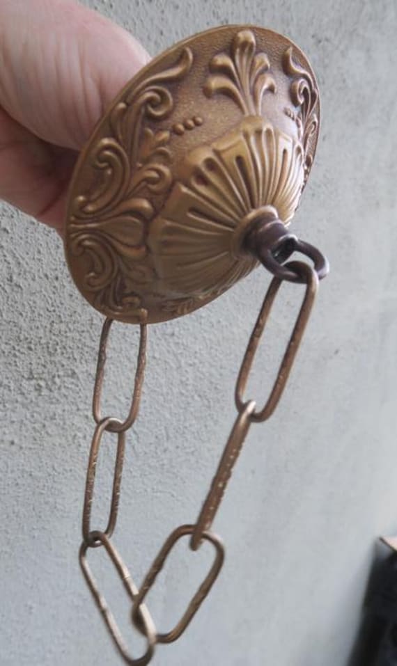 5.5" Vintage Brass Bronze Ceiling Canopy Chain Lamp C… - Gem