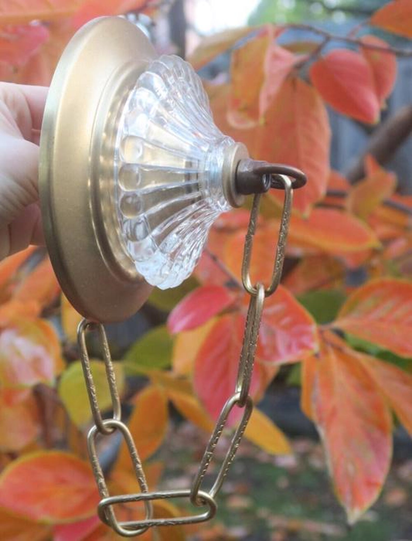 5" Ribbed Clear Glass Canopy Ceiling Part Brass Tole Vintage Lamp ...