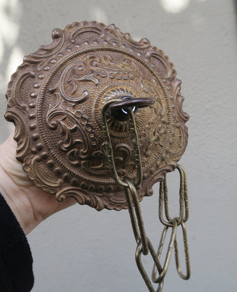 Vintage Cast Brass Bronze Canopy Ceiling Cap Lamp Chandelier - Etsy