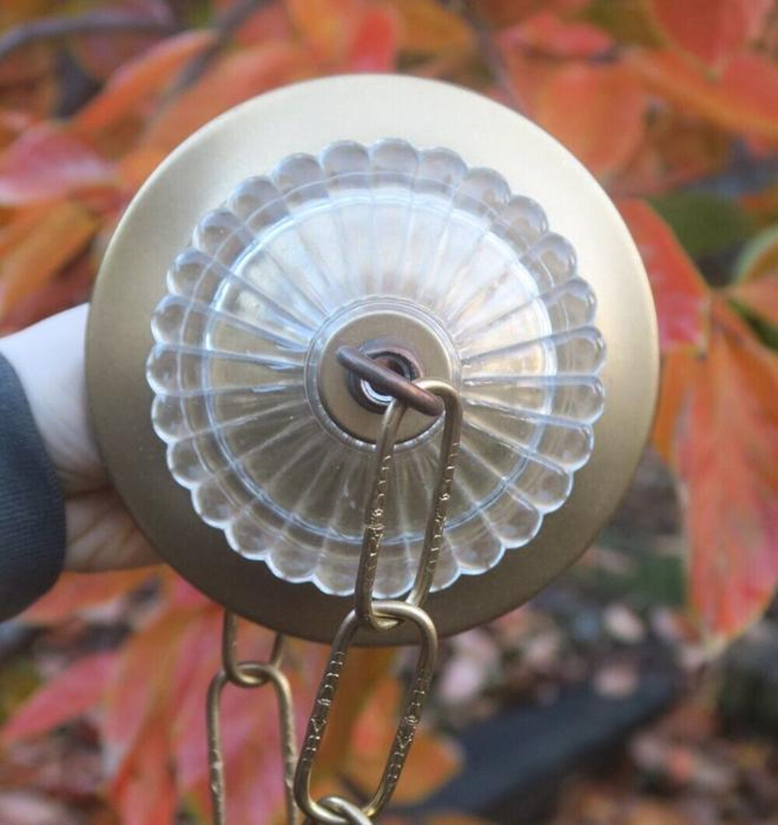 5" Ribbed Clear Glass Canopy Ceiling Part Brass Tole Vintage Lamp ...