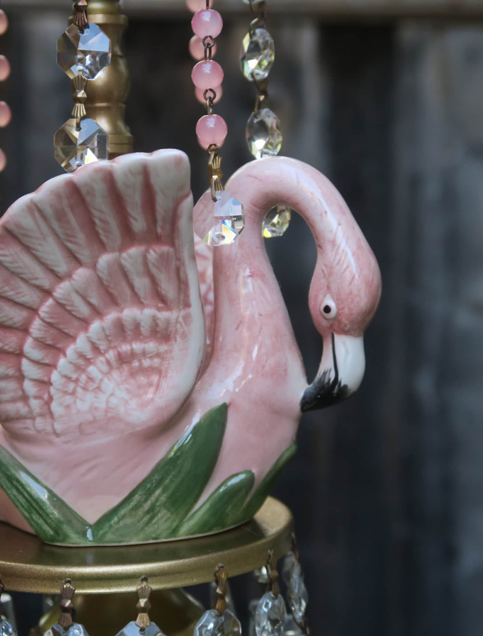 Tropical Pink Flamingo Porcelain Bird Ceiling Lamp Chandelier - Etsy