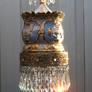 Porcelain Carousel Horse Lamp Ceiling Chandelier Vintage Merry Go Round ...