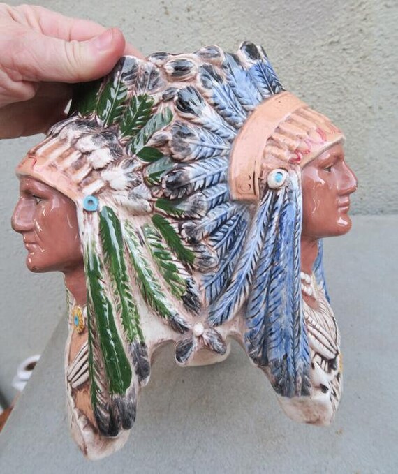 Native American Majolica Plant Pot Art Nouveau Porcel… - Gem