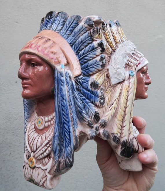 Native American Majolica Plant Pot Art Nouveau Porcel… - Gem