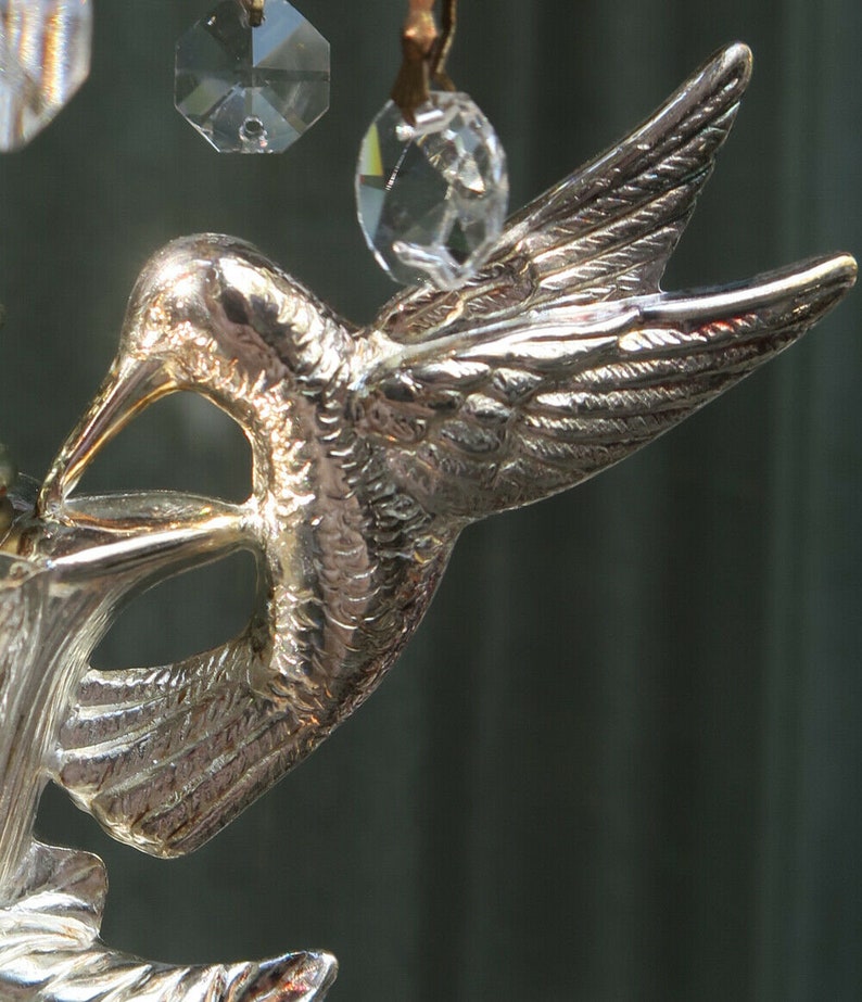 Exotic Silver Hummingbird Bird Ceiling With Canopy Set Lamp Chandelier ...