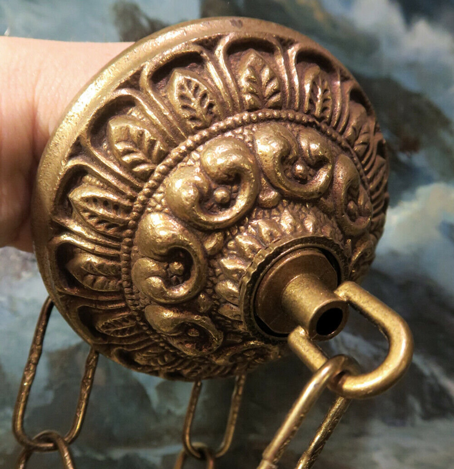 Rococo Bronze Cast Brass Ceiling Canopy Part French Set Chain Mounting ...