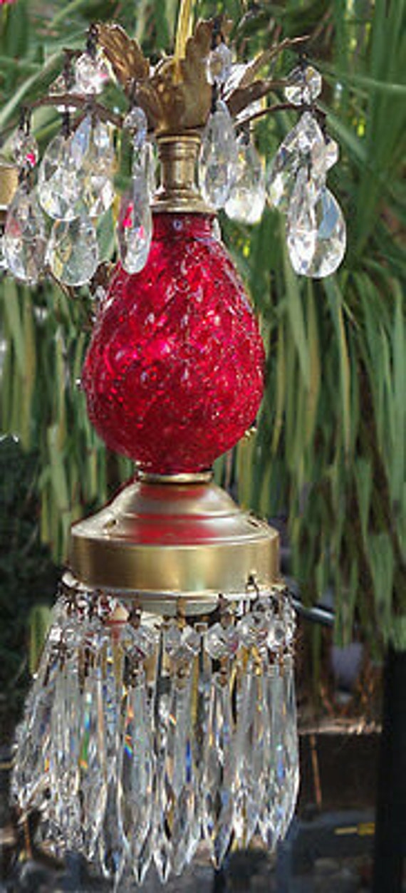 1of3 Vintage Cranberry Mini Ruby Red Brass Hanging Petite Lamp - Etsy