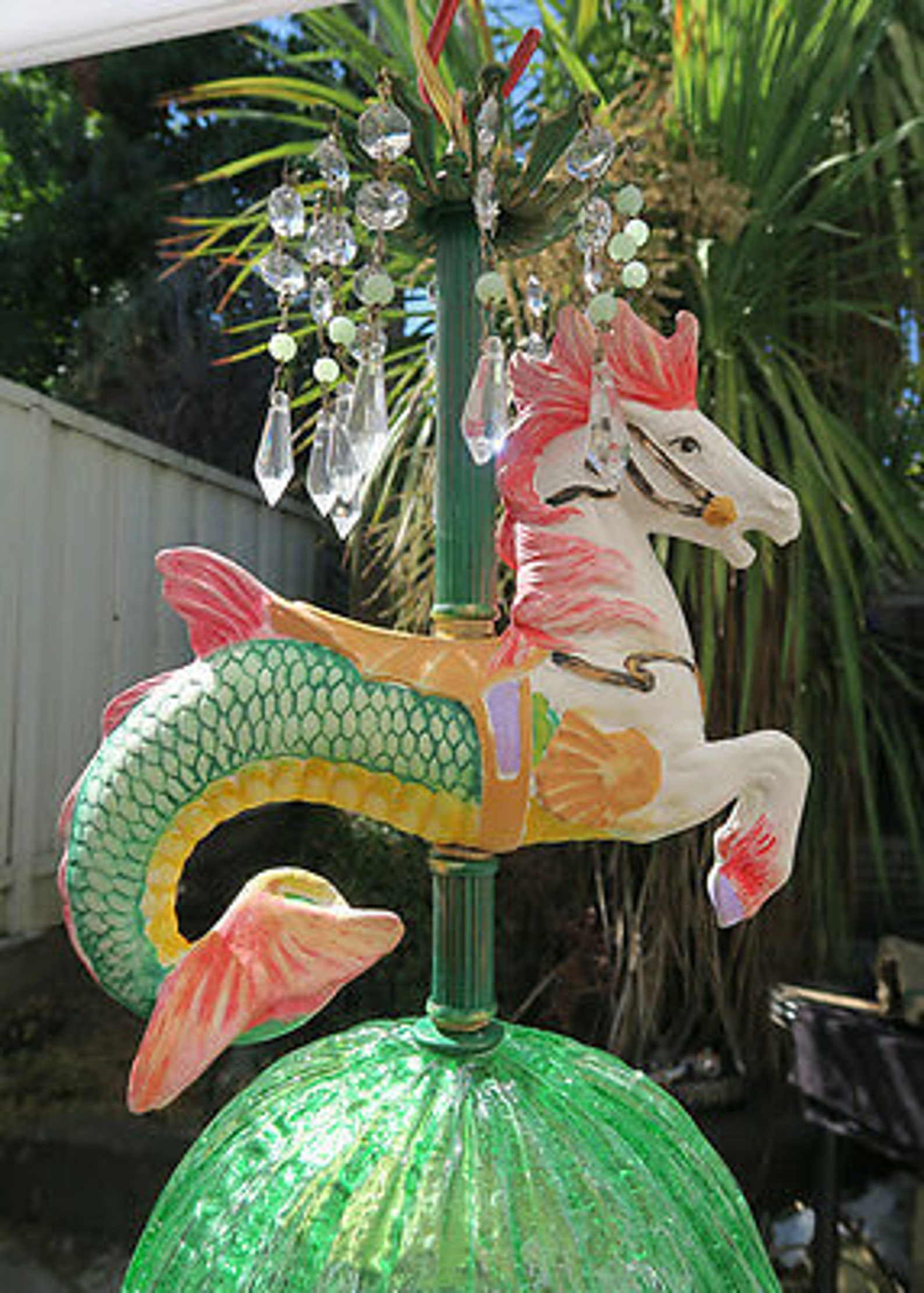 Sea Horse Carousel Lamp Brass Murano Glass Vintage Porcelain - Etsy